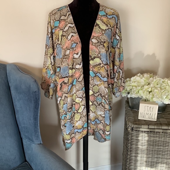 Lovely J | Tops | Lovely J Snakeskin Kimono Duster S | Poshmark